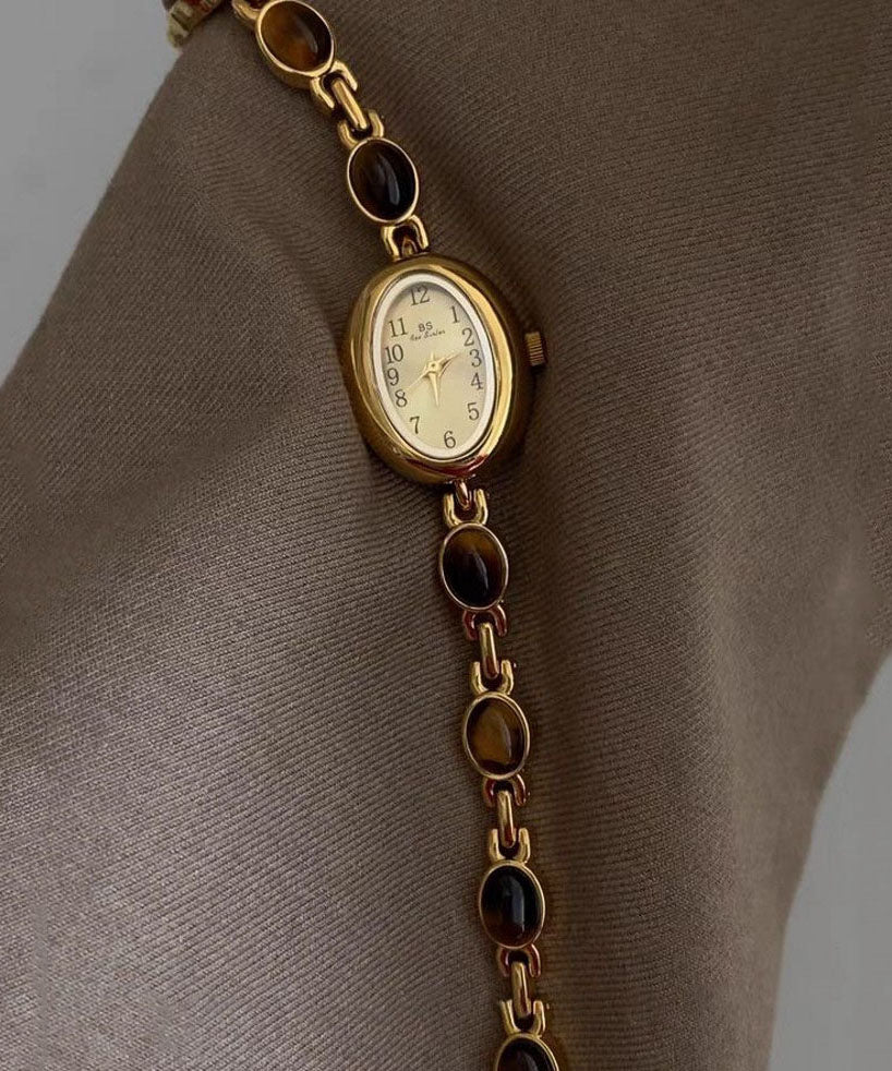 Fine Gold Metal Alloy Tempered Glass Quartz Movement Watches