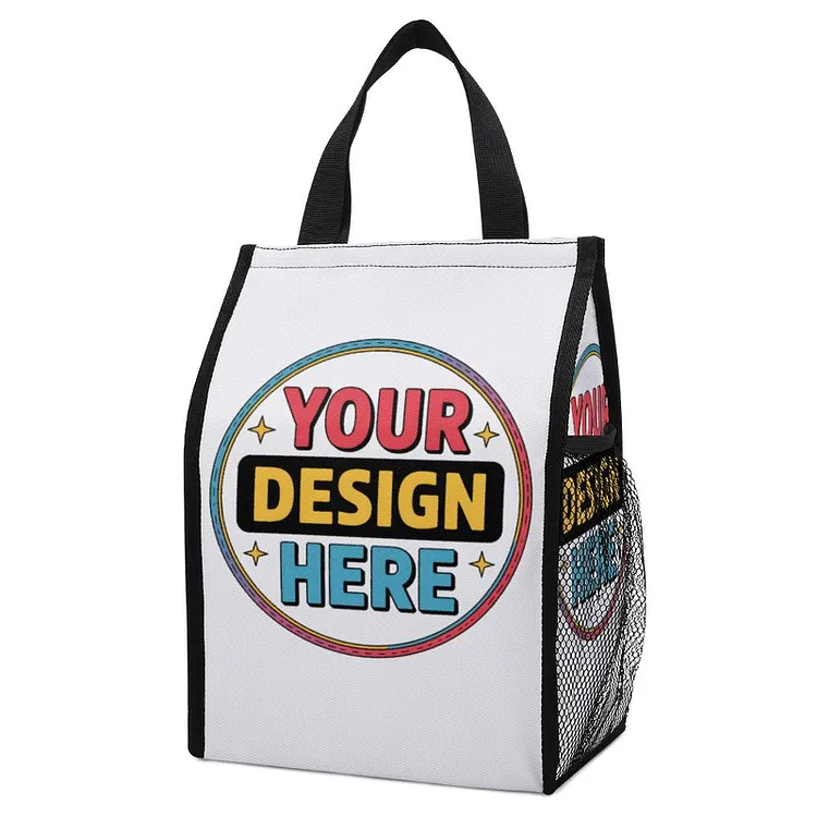 Customizable Folding Insulated Bag with Pocket - Portable Lunch Tote