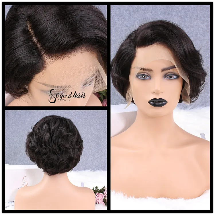 Body Wave Pixie Cut Virgin Human Hair Lace Wig