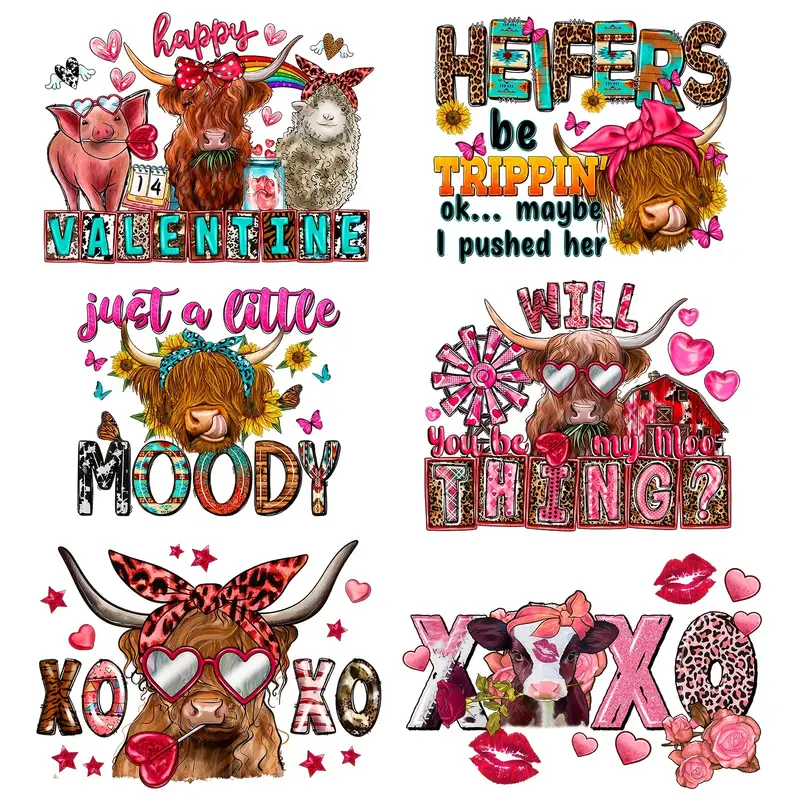 6pcs/set Barbie Pink Cute Cow Cattle Head With Various Emotional ...
