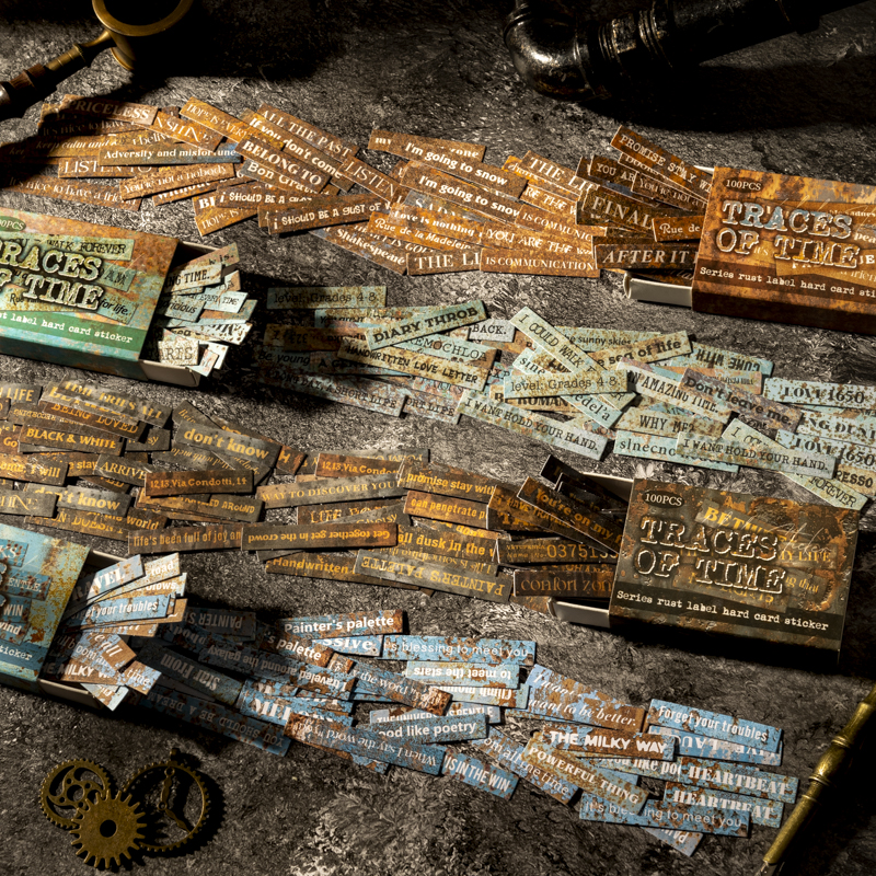 The Traces of Time Series Vintage English Label Landscape Sticker