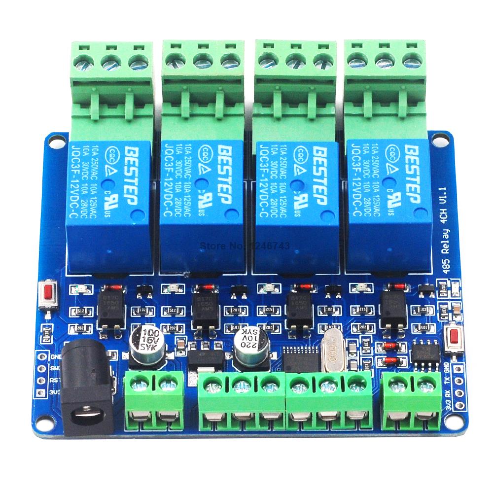 TTL Communication Modbus-Rtu 4 Channel RTU Relay Output Switch RS485 ...