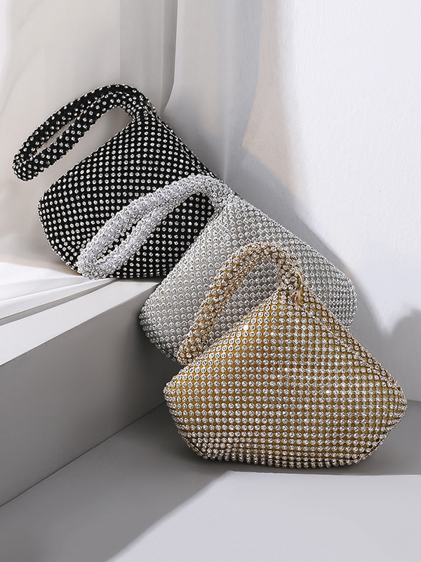 Modern Glamour: Geometric Rhinestone-Embellished Zipper Handbags