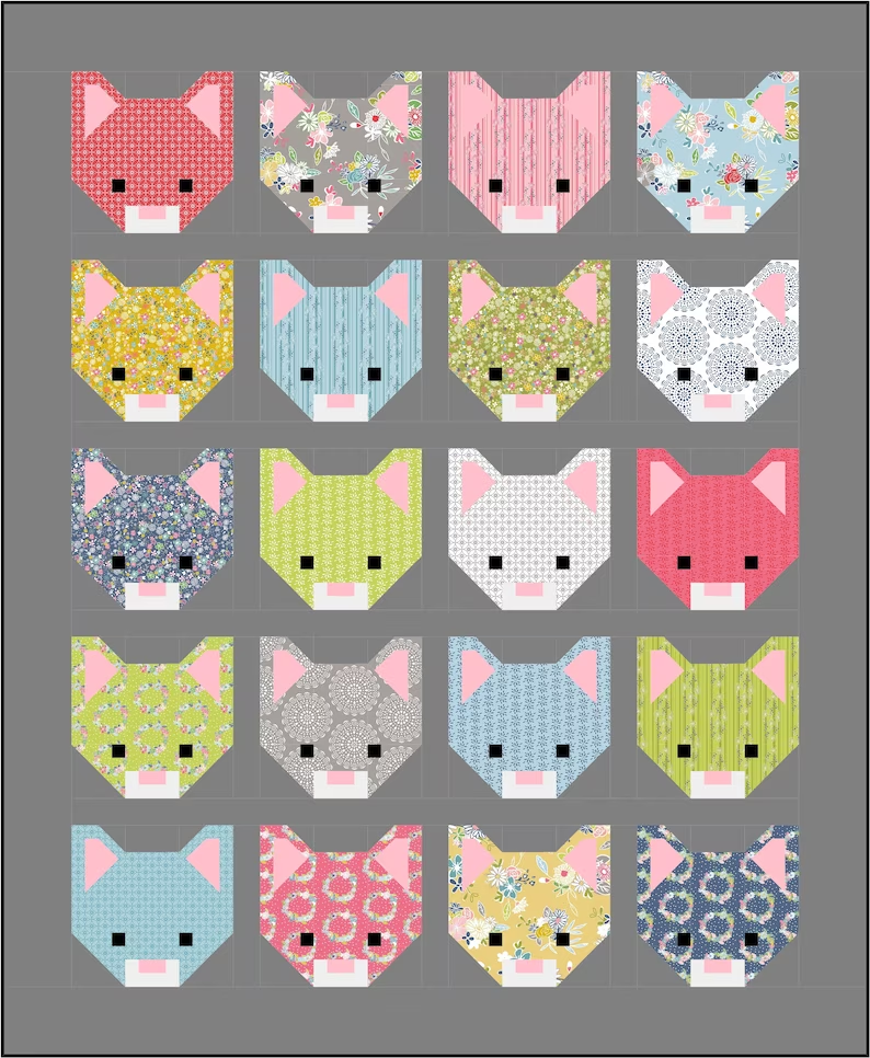 Cute CAT Quilt BLOCK Pattern