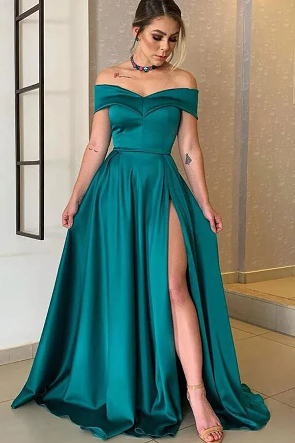 Off-the-Shoulder Split Prom Dress Long YJ029