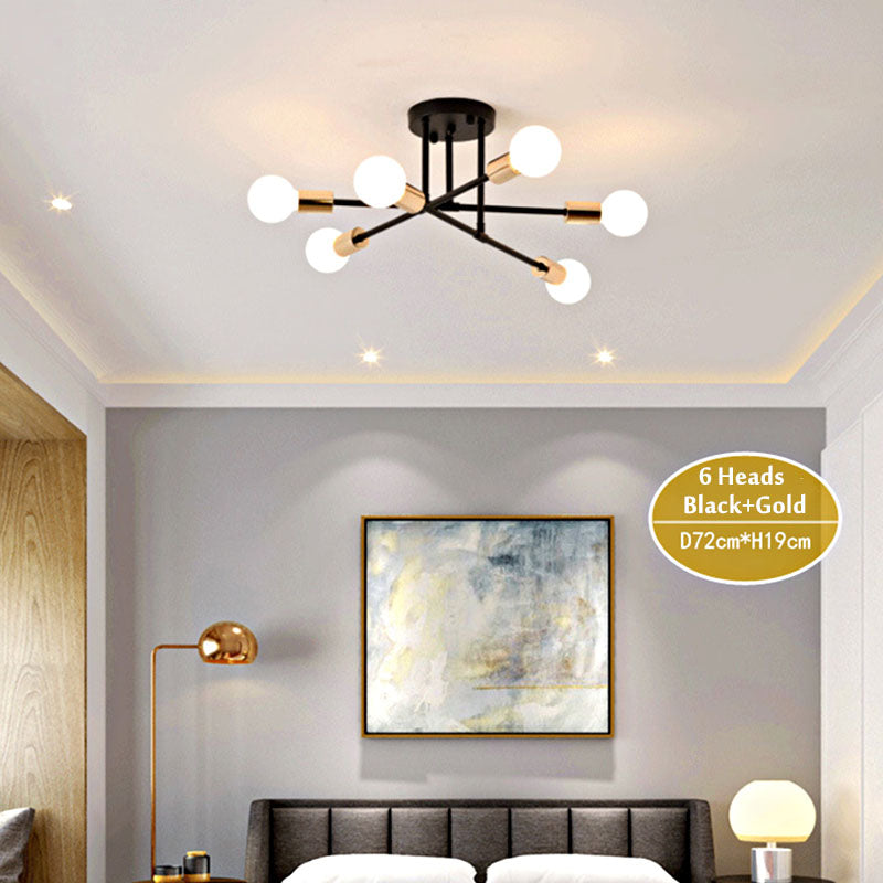 6/8 Head LED Industrial Iron Ceiling Light Living Room Lighting Nordic ...