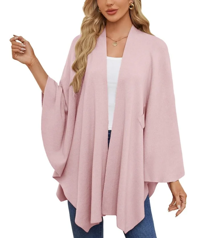 🔥elegant shawl wraps soft open front poncho sweater