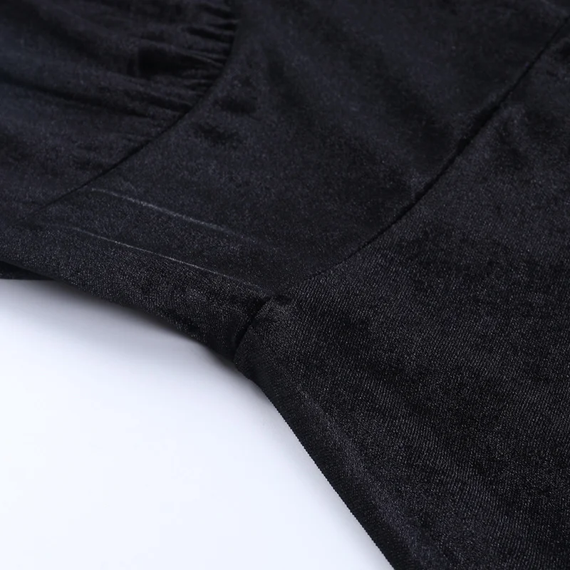 SEXY LACE LONG SLEEVE STITCHING VELVET DRESS