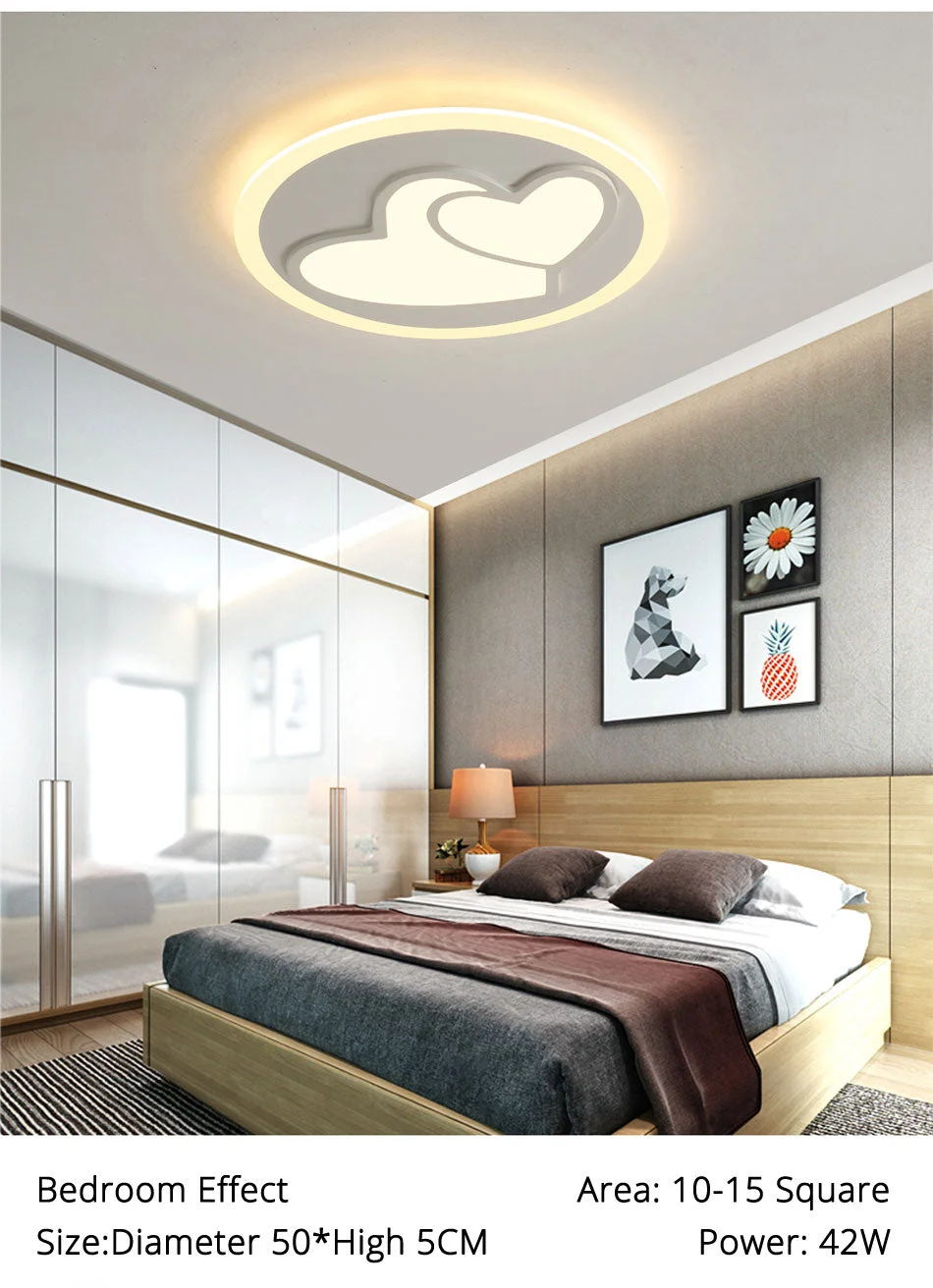 Acrylic Modern Led Ceiling Lights Pink Heart Shape For Living Room ...