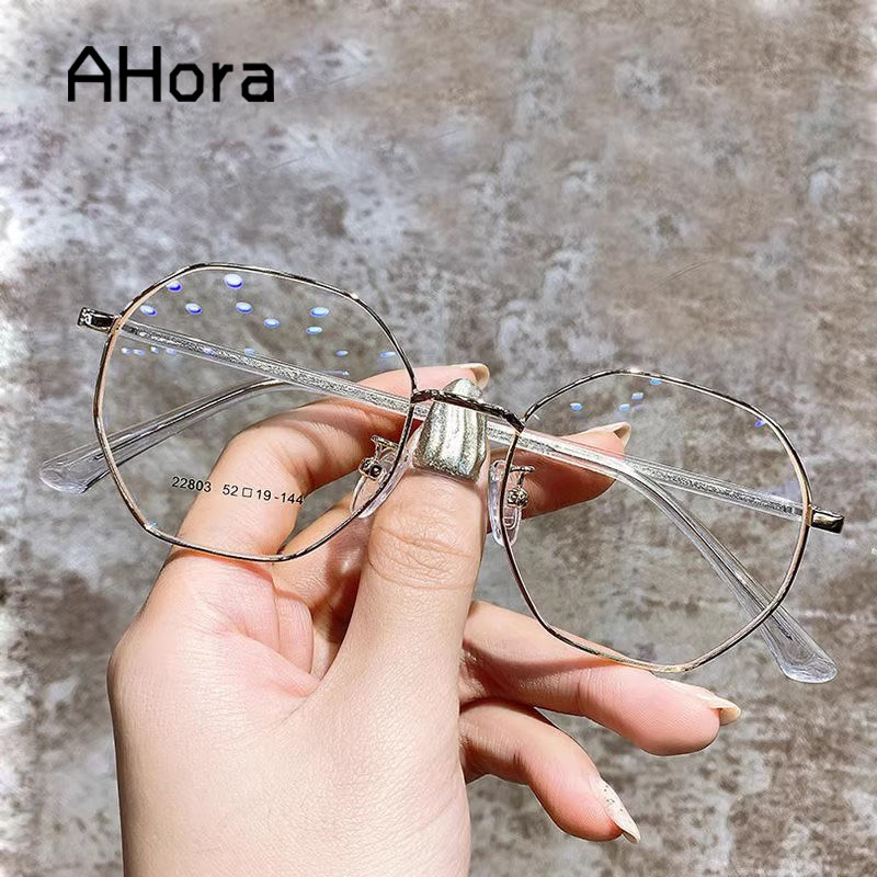 Ahora Oversized Polygon Computer Glasses Frame Women Men Metal Anti ...