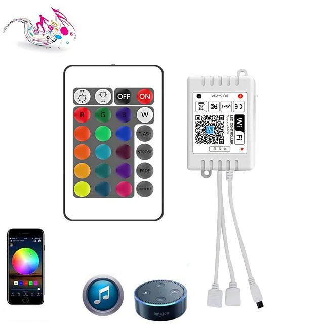 LED Strip Lights 65ft 2x10m WIFI App Intelligent Control 5050 RGB LED ...