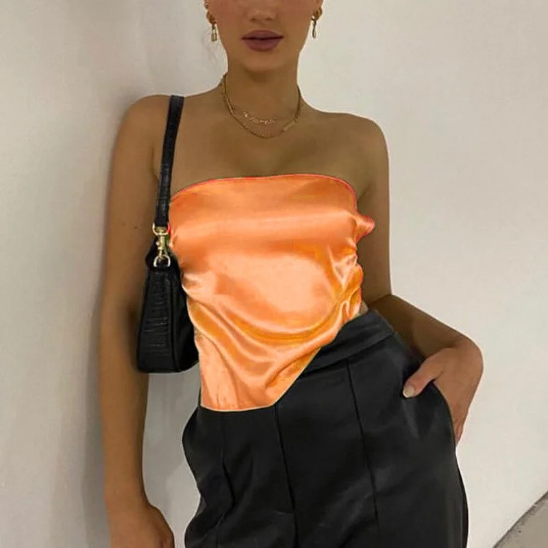 Uveng Strapless Crop Top Women 2022 Summer Sexy Sleeveless Backless ...
