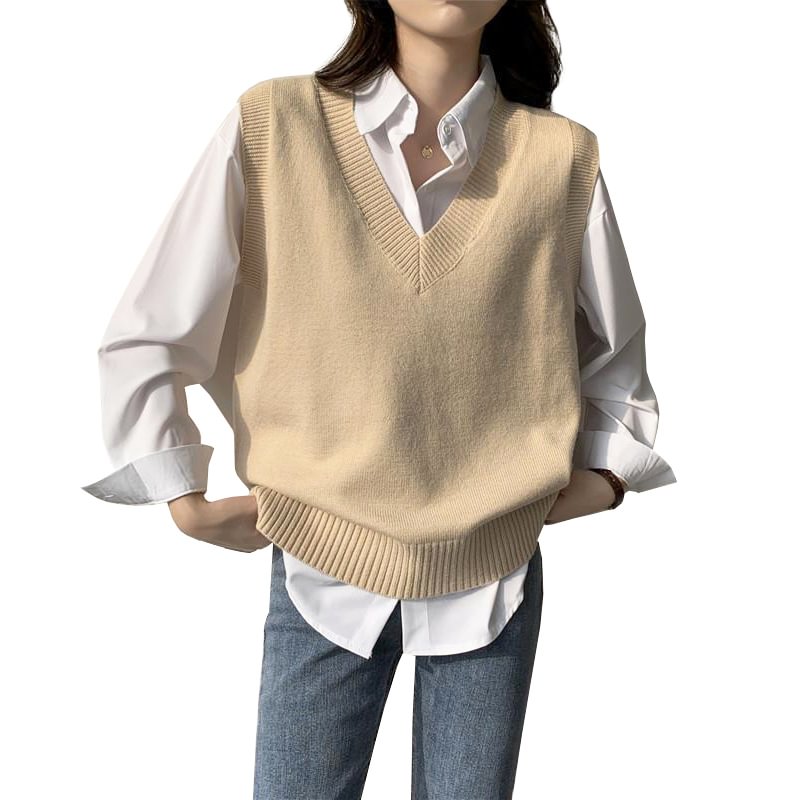 LAZY V NECK SWEATER VEST