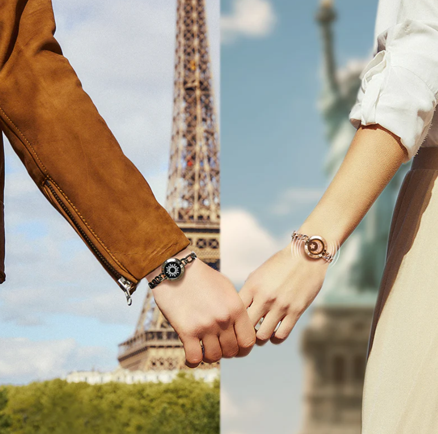 Sun&moon Long Distance Smart Vibration Bracelets with Figaro Chain