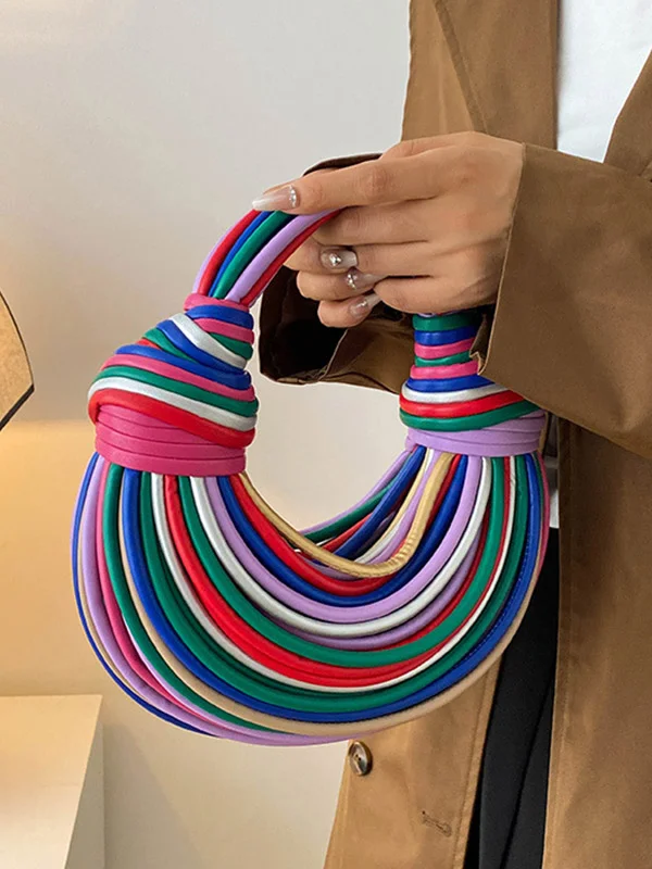 Stylish Geometric Zipper Handbags with Contrast Colors