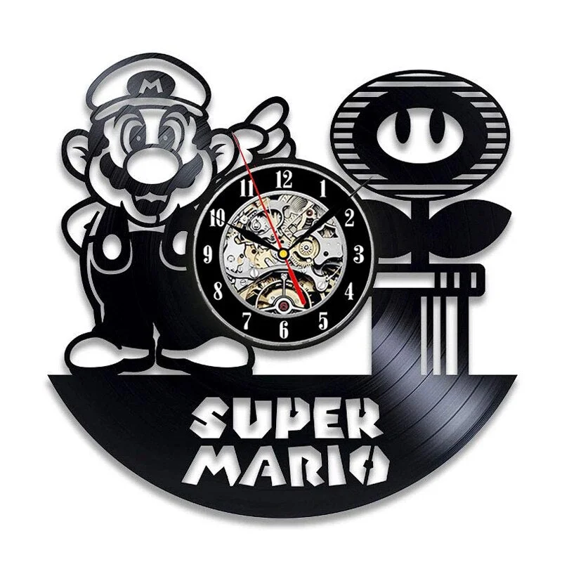 Super Mario Game Vinyl Record Wall Clock Modern Design Play Room 3D ...