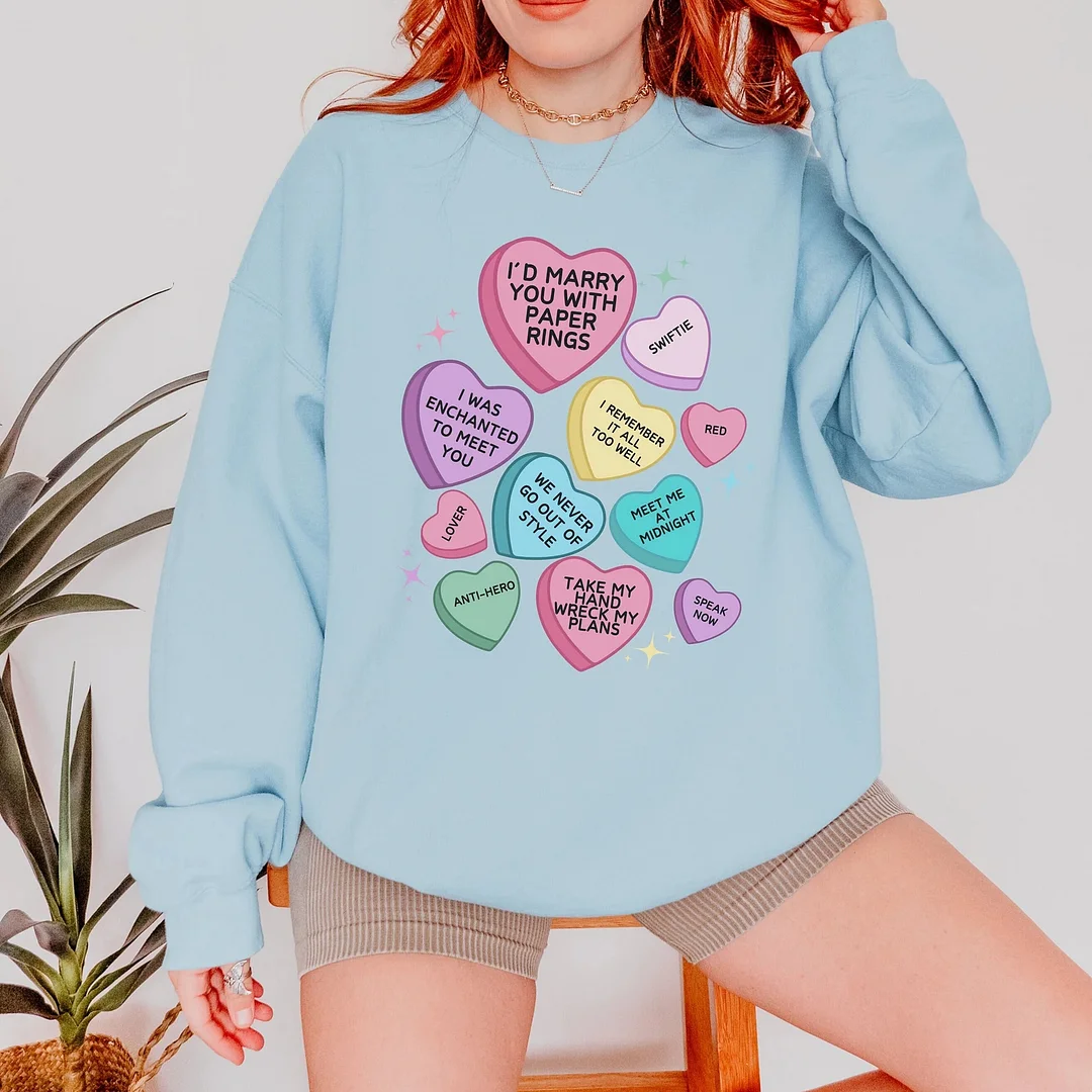 Taylor Swift Sweetheart Eras Valentine Conversation Heart Sweatshirt