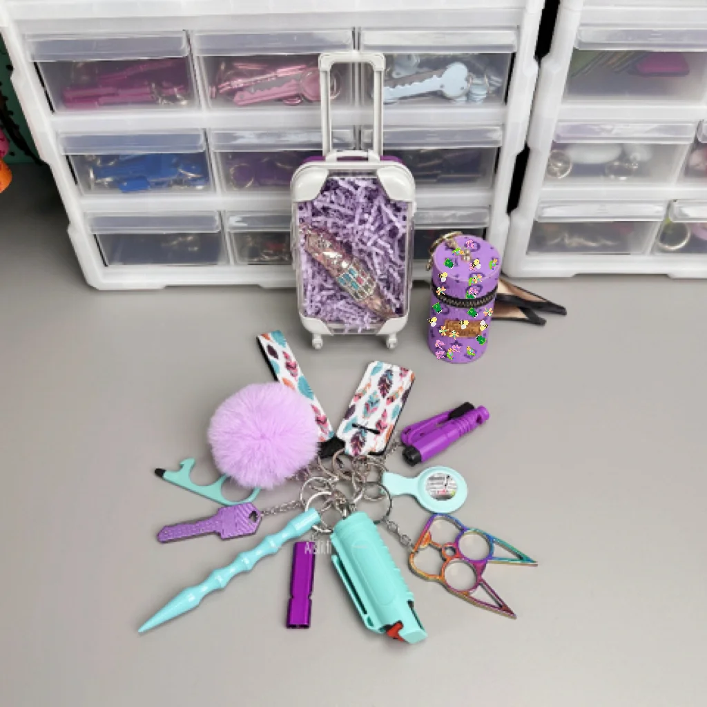 NEW 18-in-1 Original Design two colors safety keychain set with safety ...