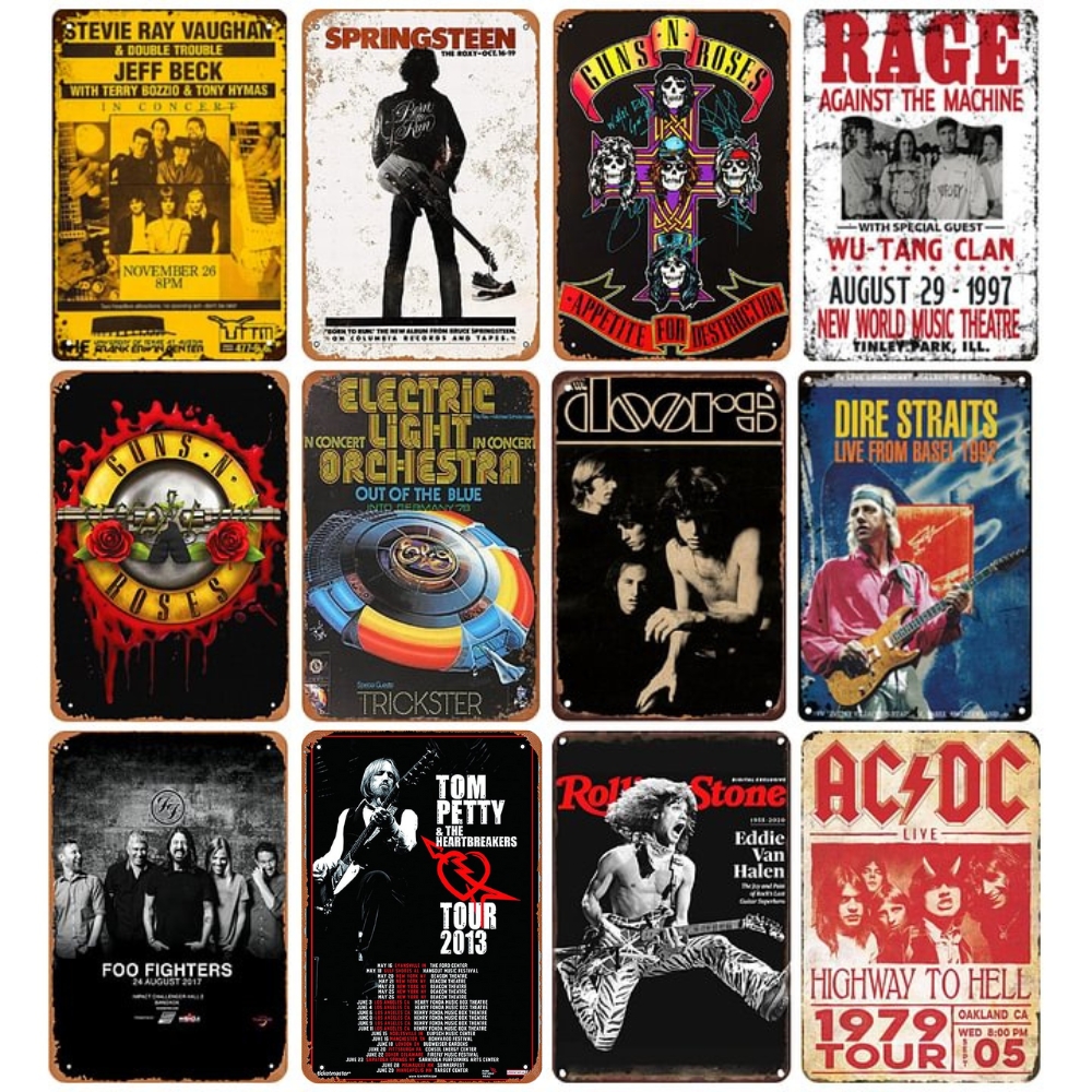 (Multi Style) 20*30cm/30*40cm - Music Band - Vintage Metal Tin Signs