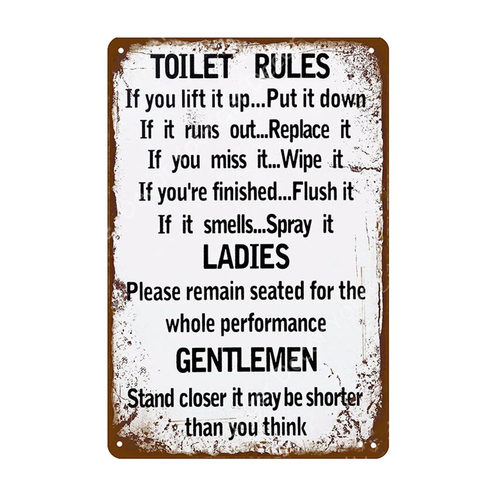 Toilet Rules - Metal Tin Signs (8*12Inch)