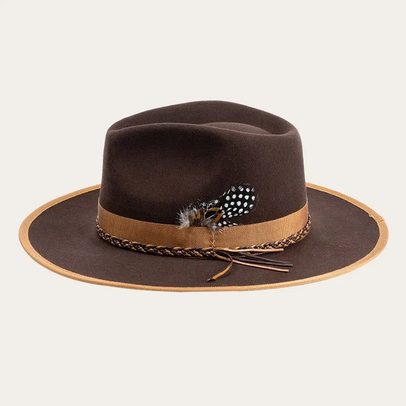 Brown Felt Fedora Hat With Hatband
