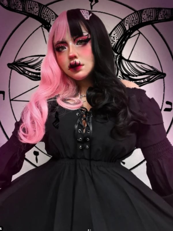 Dark Clothing Gothic Drawstrings Spaghetti Cami Little Black Dress