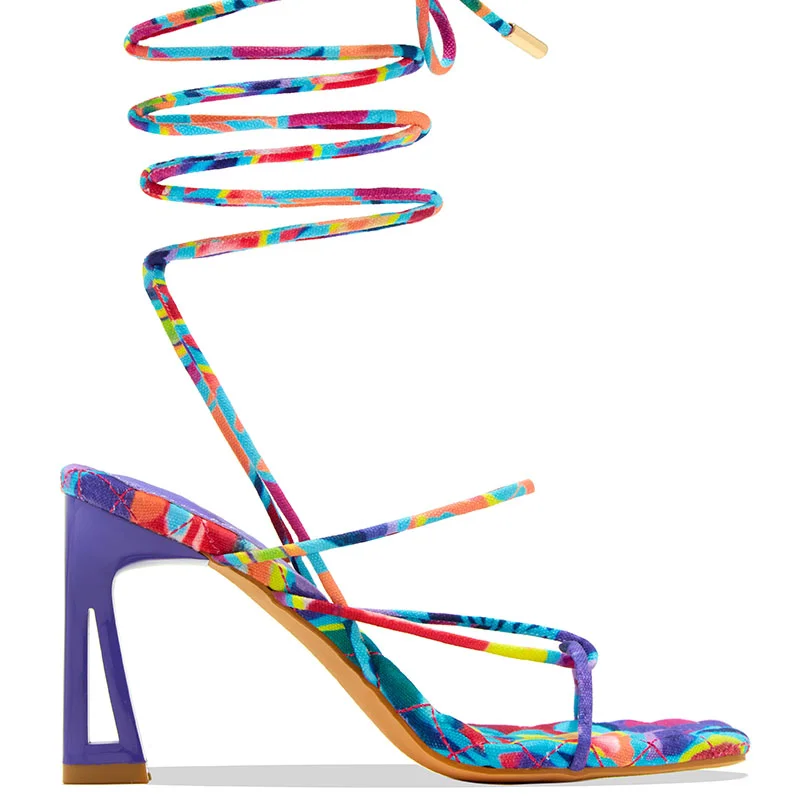 Purple Print Rope Heels