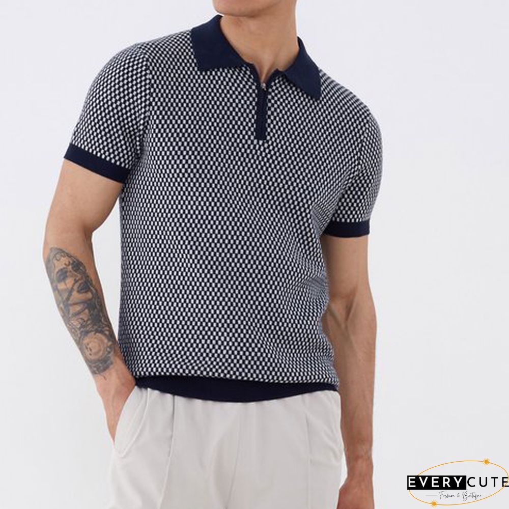Small plaid texture polo shirt