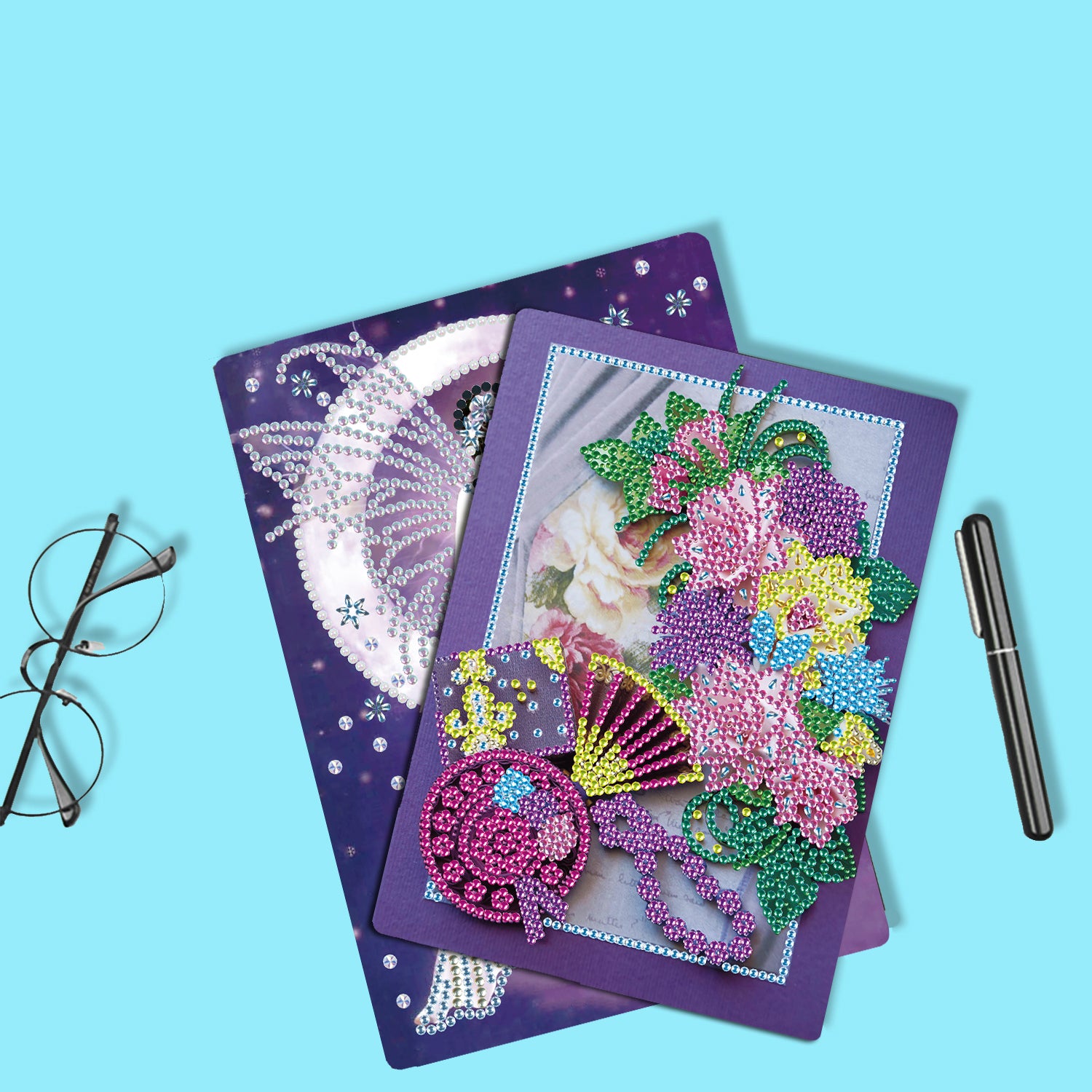 A5 5D Notebook DIY Special Shape Rhinestone Diary Book | Flower