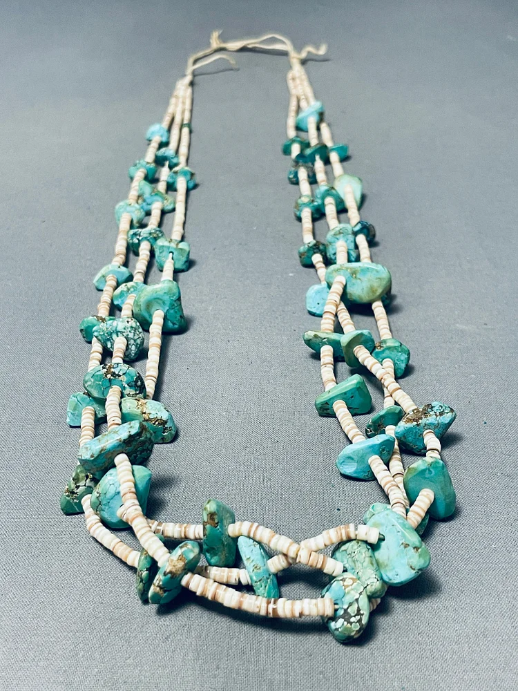 Important Vintage Native American Navajo Very Old Turquoise Heishi Necklace Important Vintage Native American Navajo Very Old Turquoise Heishi Necklace