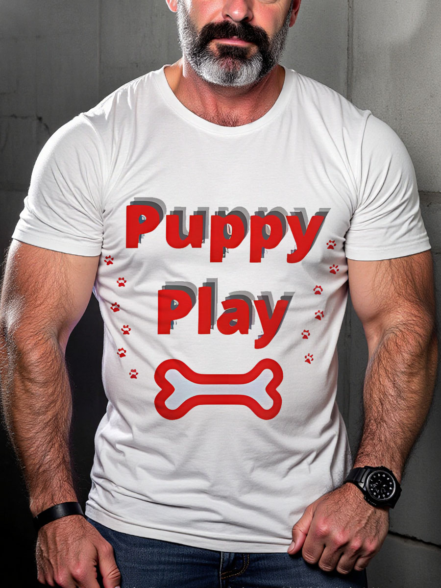 Puppy Play LGBT Rainbow Gay Art Print T-shirt