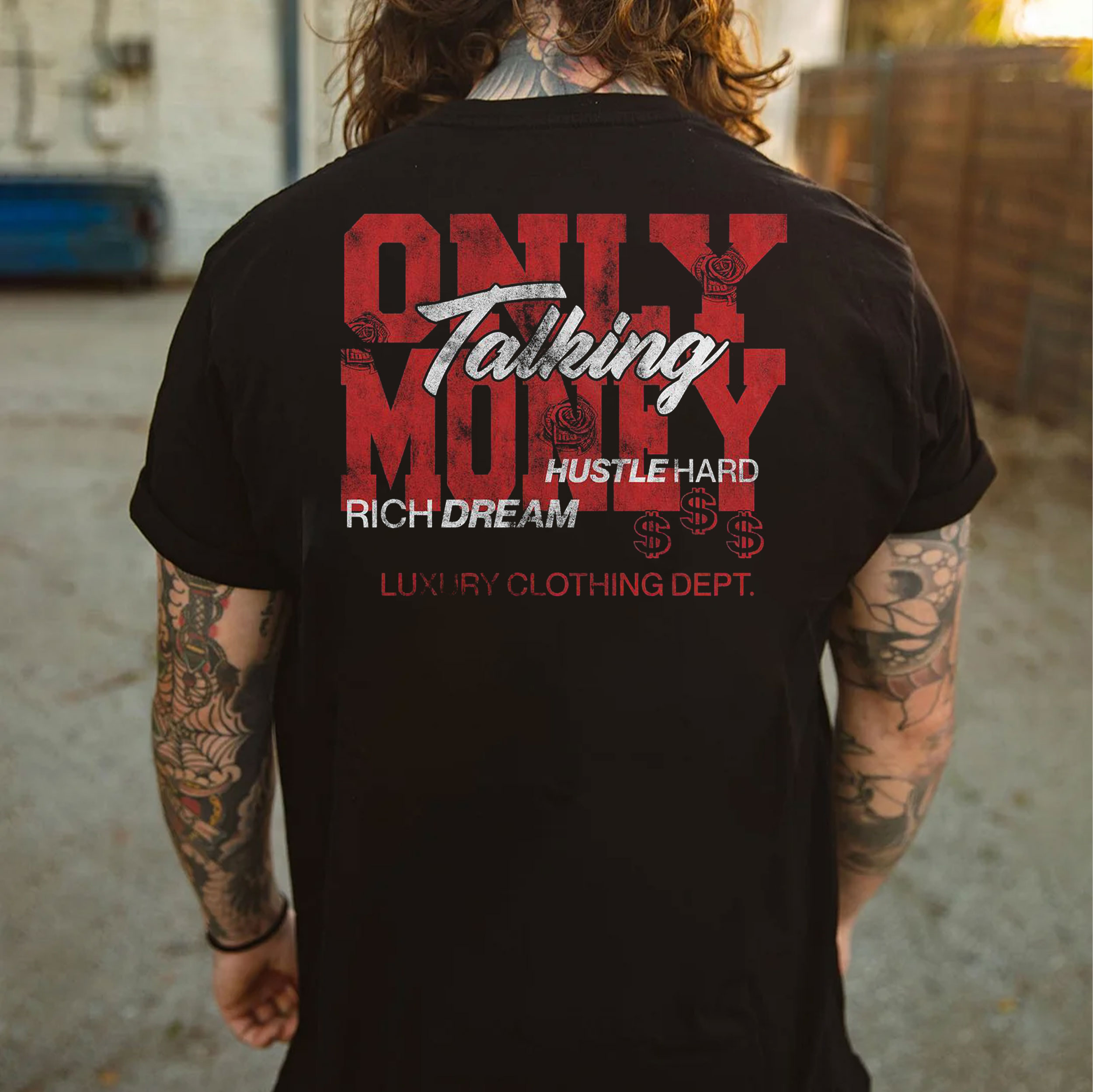 ONLY MONEY TALKING RICH DREAM Black Print T-Shirt