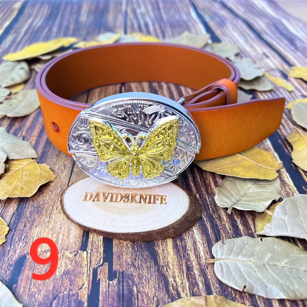Western Belt and Gold Buckle with Pocket Knife