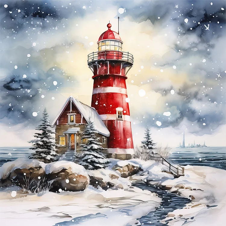 DIY Painting By Numbers | Winter Lighthouse - 40cm*40cm