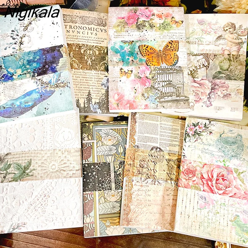 Nigikala 8 Styles Of 100 Sheets Vintage Patterned Paper Scrapbooking
