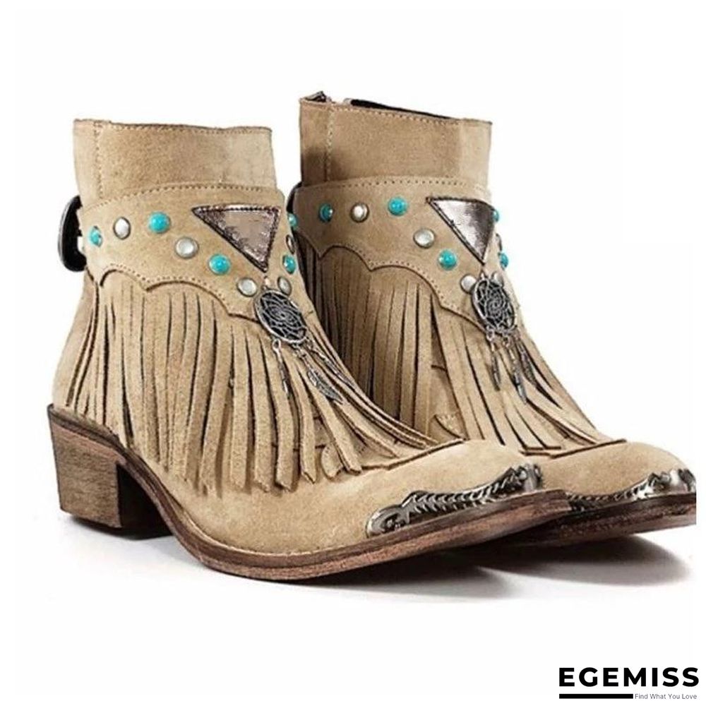 Retro Rivet Chunky Heel Boots - EGEMISS