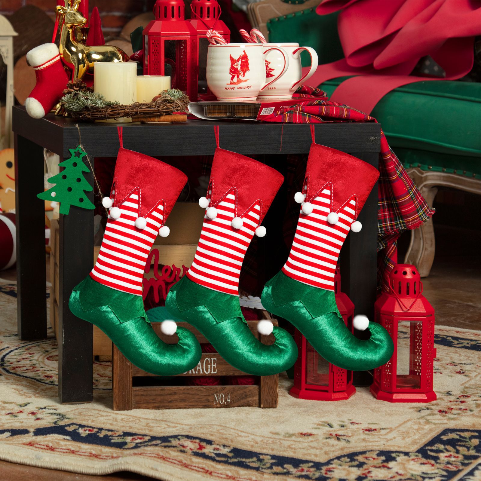 Christmas Elf Velvet Fairy Hanging Stockings