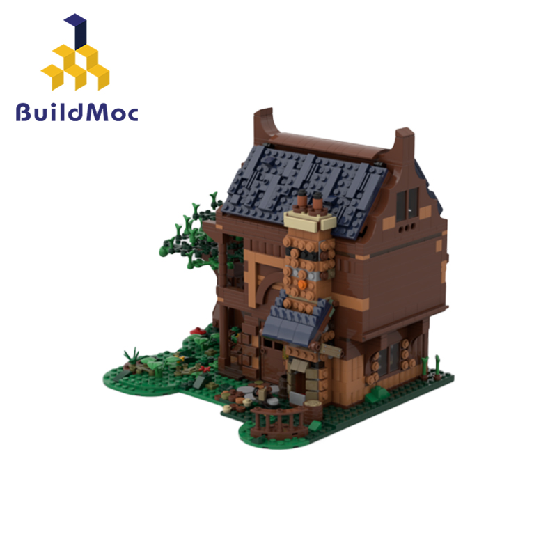 BuildMOC 21318 Medieval Blacksmith Architecture Windmill House Castle ...