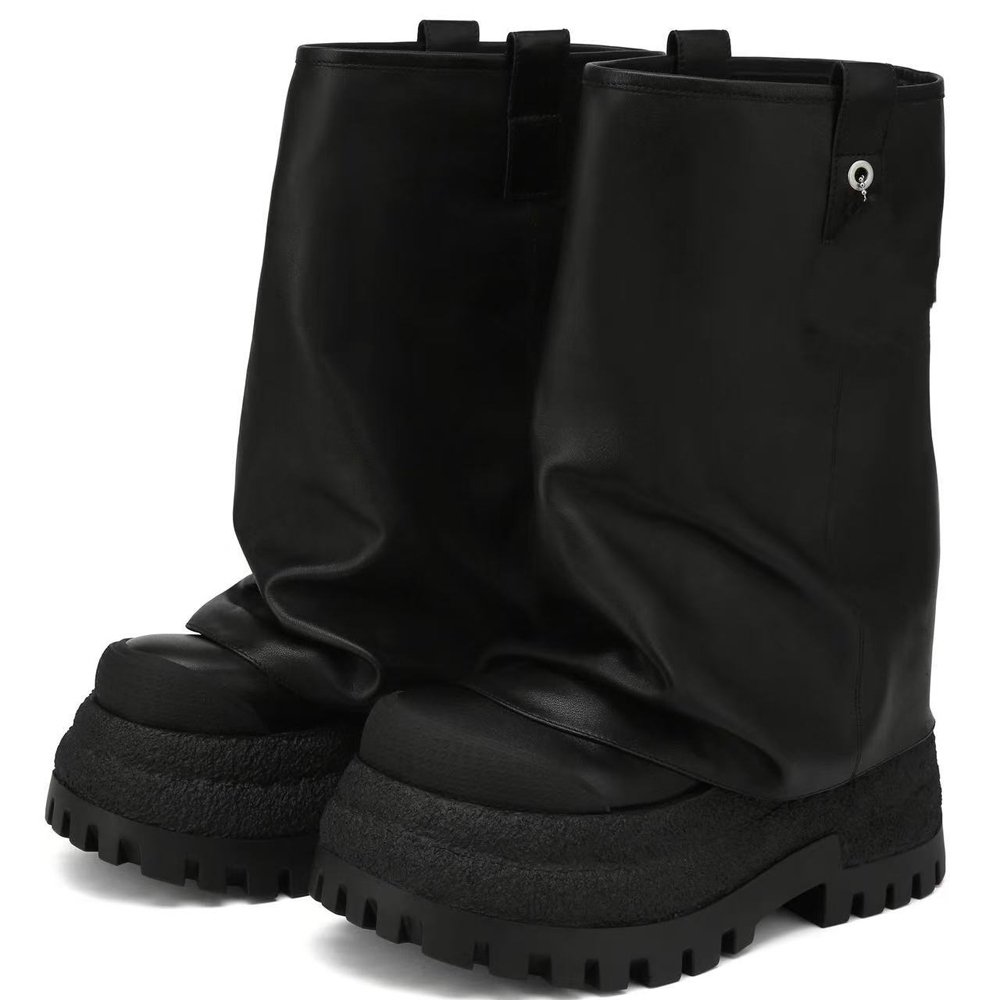 Finley Fur Overlay Platform Mid Calf Knee Flat Boots