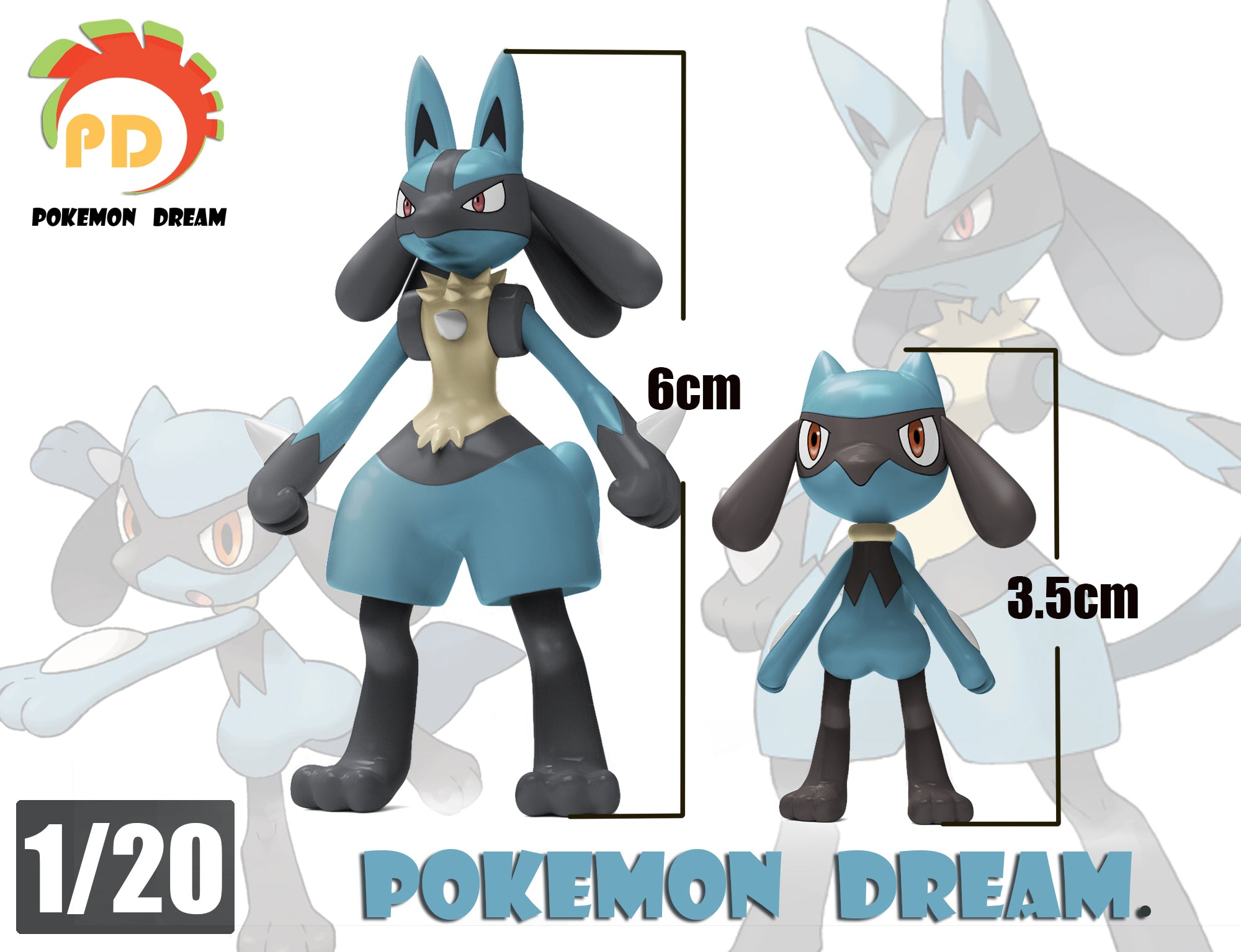 1/20 Scale World Zukan Riolu & Lucario - Pokemon Resin Statue - Pokemon ...