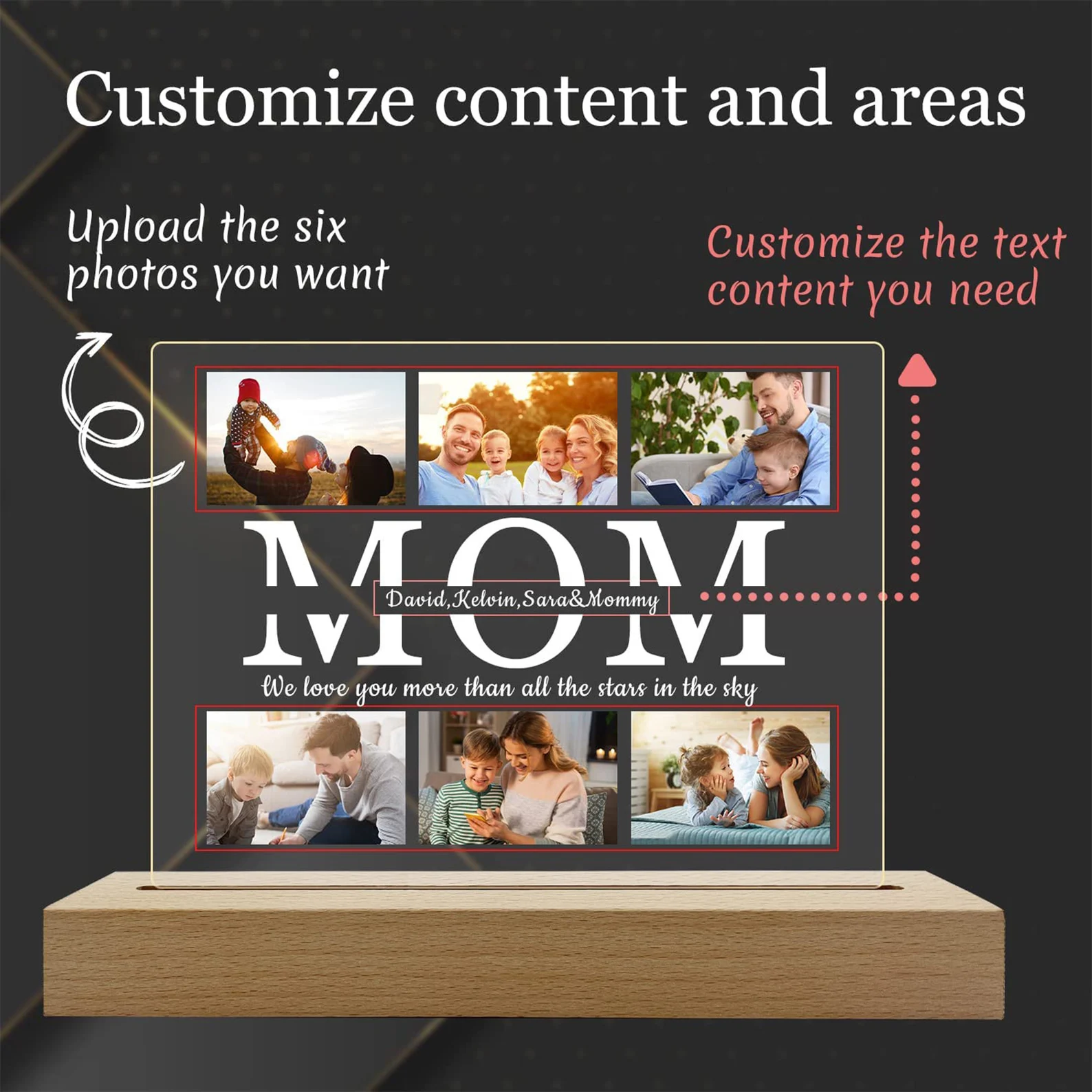 Personalized MOM Night Light with Multi-Photo