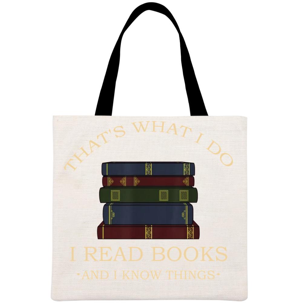 Reading Book Printed Linen Bag