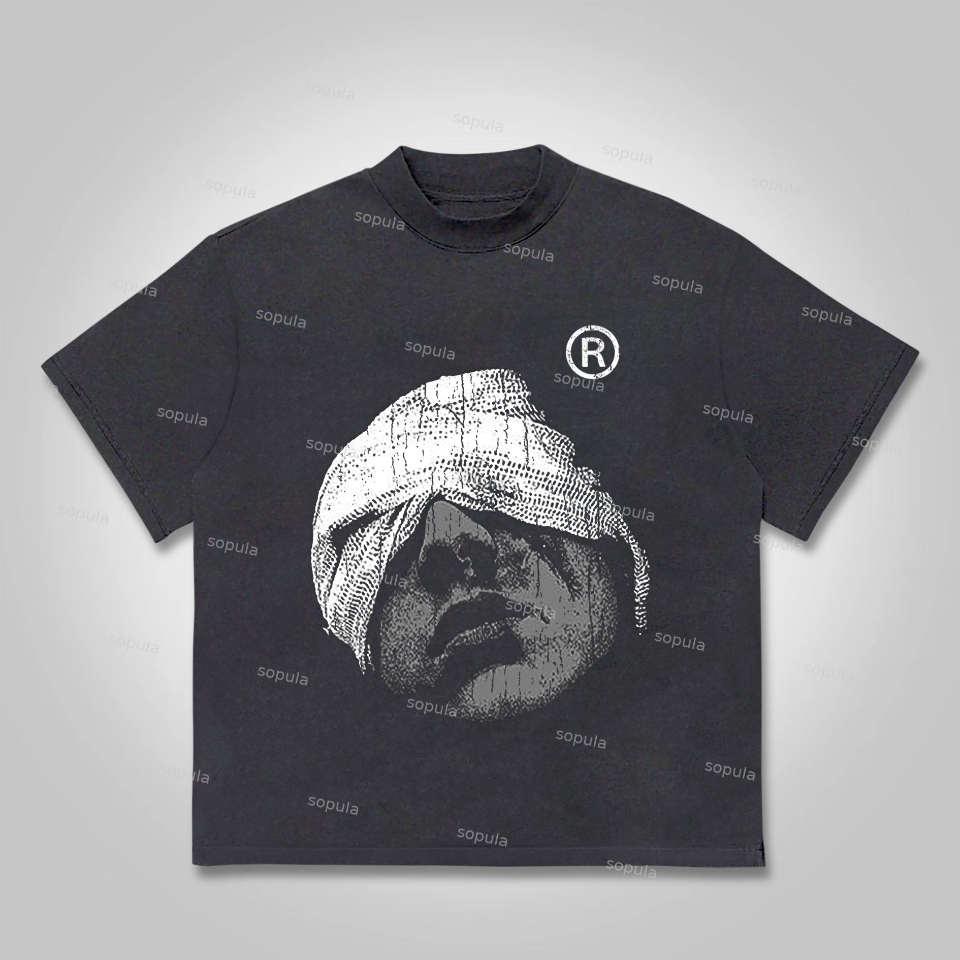 Sopula Vintage Abstract Portrait Graphic Print Cotton T-shirt - SOPULA