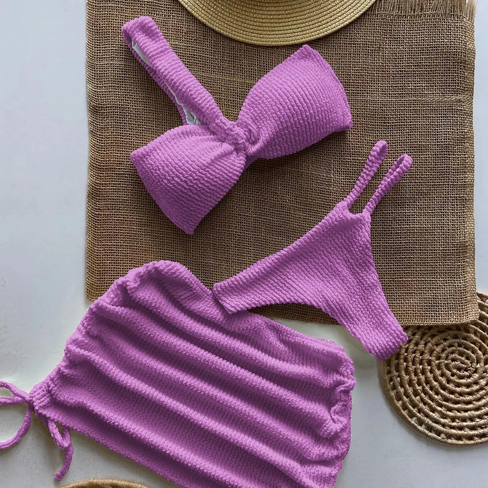 Uaang 3pieces Micro Bikini 2024 Women Swimsuit Female Swimwear Thong ...