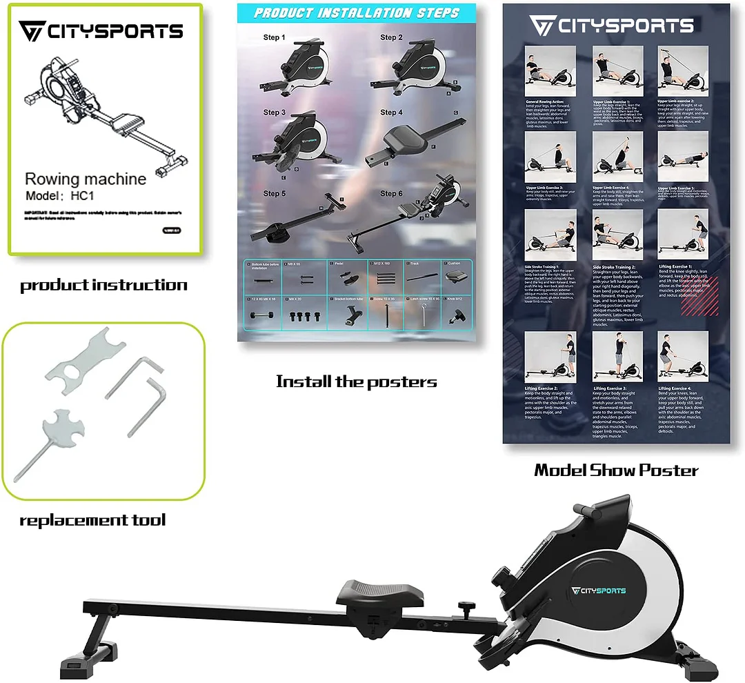 CITYSPORTS Rowing Machine - Foldable Rowing Machine for Home Gym ...