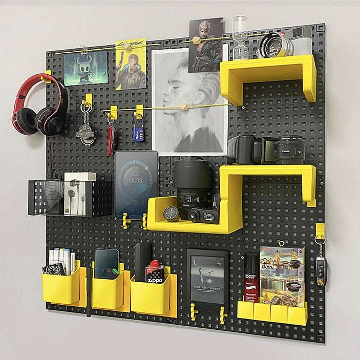 Punch-Free Wire-Wrap Board Wall Shelf Desktop Storage Rack Grid Photo ...