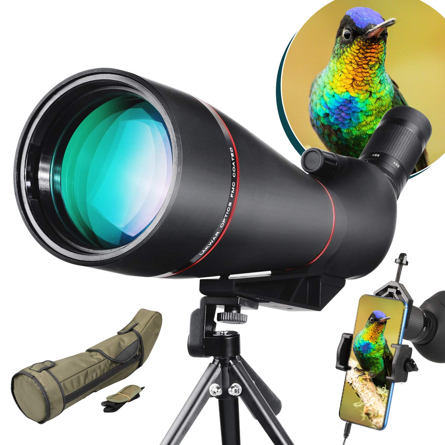 BEBANG Spotting Scope, 25-75x100 Spotting Scope with Tripod and Phone ...