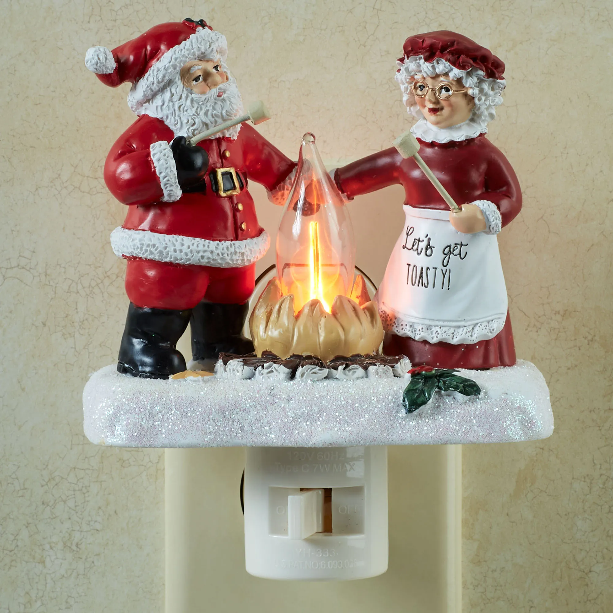 Campfire Couple Santa and Mrs Claus Christmas Nightlight by Roman Lights