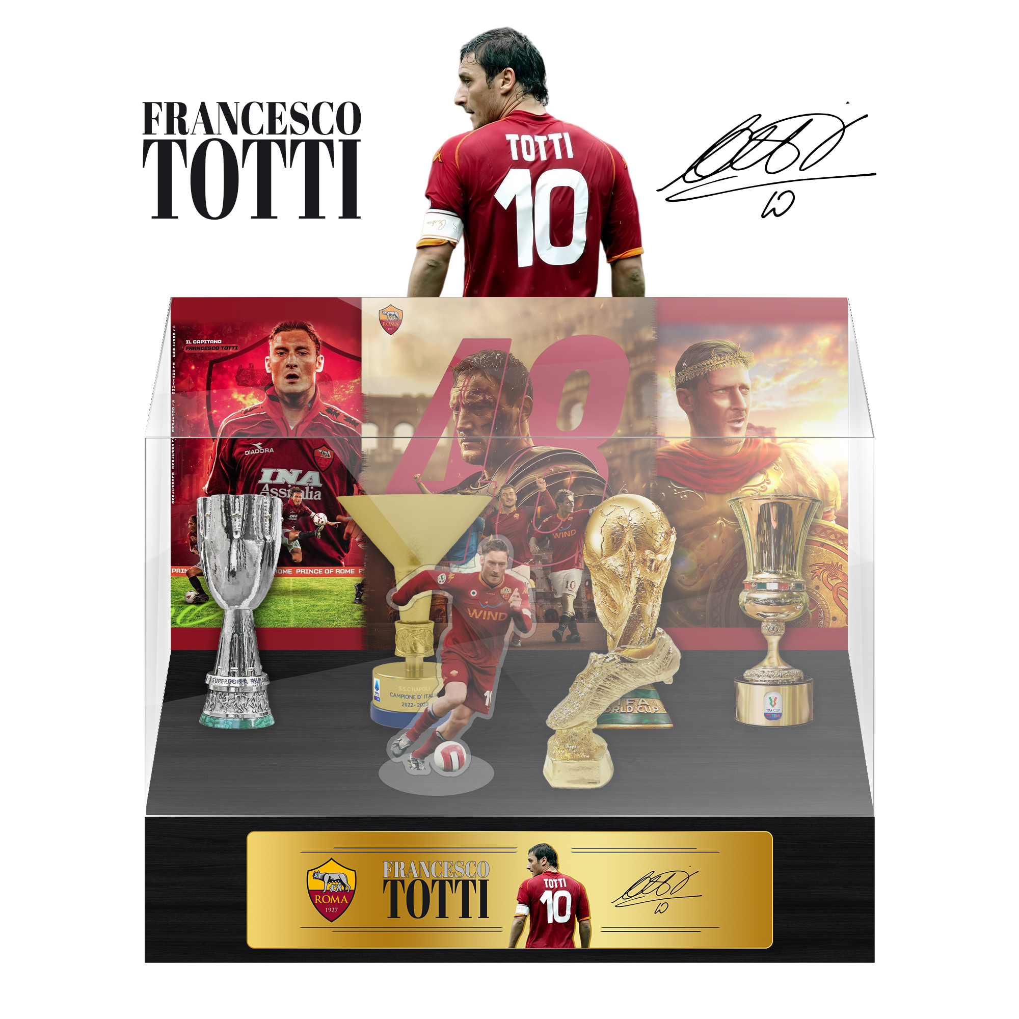 Francesco Totti A.S. Roma Football Championship Trophy Display Case