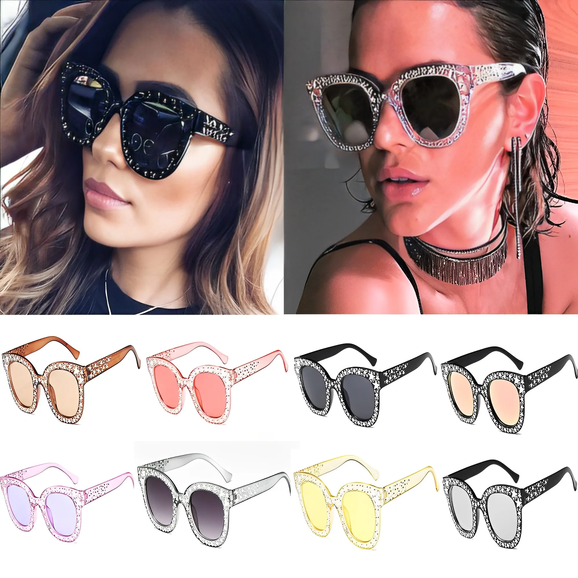 Personality Five-Star Jelly Colored Sunglasses Colorful Ocean ...